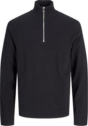 Jack & Jones Jprblamilano Spring Knit Half Zip Sn, Noir, L Homme