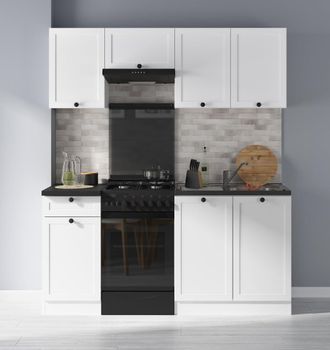 Black Red White K&uuml;chen-Set Junona Line 170 cm mit Arbeitsplatte in Wei&szlig;, Farboptionen: Schwarz, Wei&szlig;, MDF & M&ouml;belplatte, Moderne Designl&ouml;sung