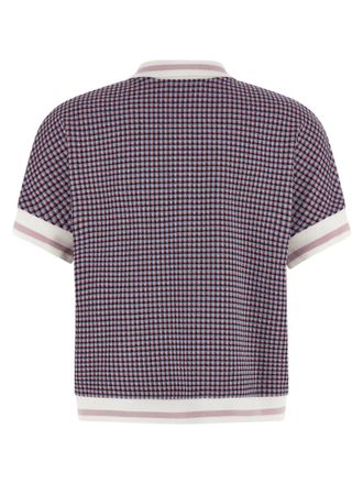 Marni Check-Pattern Viscose Blend Polo - Navy