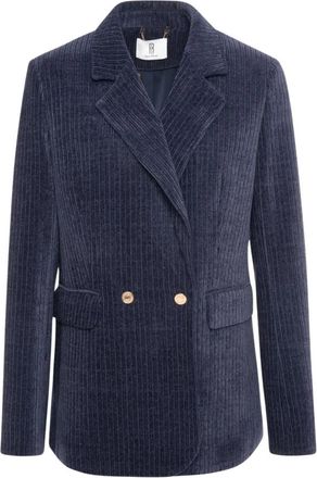 Fracomina Langer Samtblazer - - Jackets - Damen - Blau - S