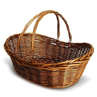 Wald Imports klein Dekorativer Aufbewahrungskorb, Weidengeflecht/Rattan, Picknickkorb Dunkelbraun, Small