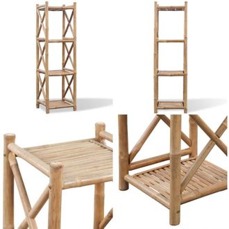 vidaXL Tagère à 4 niveaux carré bambou - Bibliothèque Murale - Bibliothèque Design - Étagère Bambou - Rangement Mural - Meuble Petit Espace - Home & Living