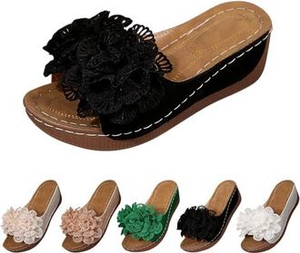 Generic Sandales compens&eacute;es &agrave; plateforme pour femme - Bout ouvert - R&eacute;tro - Antid&eacute;rapantes - Confortables - Sandales d&eacute;t&eacute; plates respirantes et confortables -