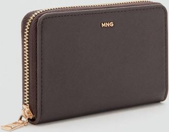 Mango Portefeuille effet saffiano chocolat - Femme - Taille unique - MANGO