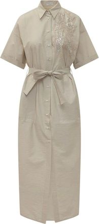 Brunello Cucinelli Femme, Robes, Bleu, Taille: 42 FR Robe Chemise Midi