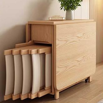Generic Klapptisch aus massivem Holz, Esszimmerm&ouml;bel-Sets mit 4 Lederst&uuml;hlen und Stauraum, Tragbarer Kleiner Esstisch for Wohnung, Fr&uuml;hst&uuml;cksecke oder Studio