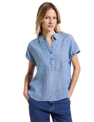 Street One SOL_Striped shirtcollarblousew Dropped Shoulder Serenity Blue 38