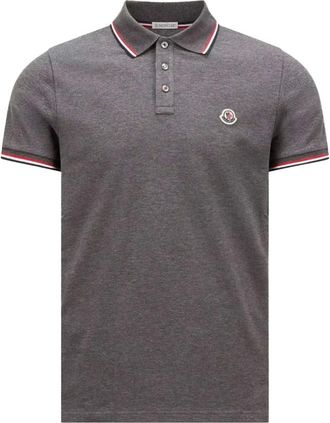 Moncler Homme, Tops, Gris, Taille: M Polo en piqu&eacute; de coton