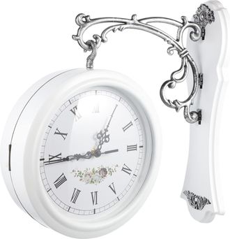 Aboofan Doppelseitige Vintage Wanduhr Doppelseitige Drehbare Uhr Filigran Und Kreativ Leise Uhr Für Zuhause Büro Bar Restaurant Schule Hotel