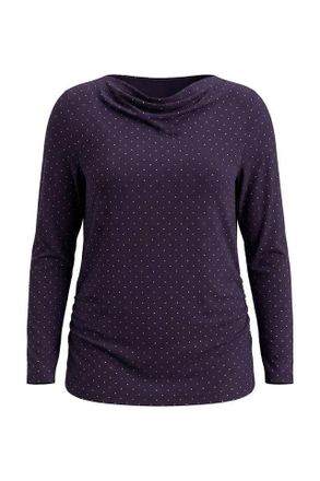 Ulla Popken Longsleeve Shirt Ziersteine Slim Wasserfall-Ausschnitt
