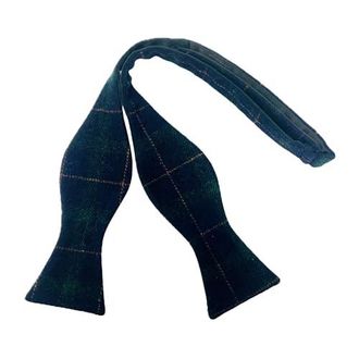 King & Priory Noeud papillon &agrave; carreaux bleu marine et vert fonc&eacute;, tweed, tartan, plaid, bleu marine, taille unique