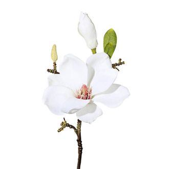 Gasper k&uuml;nstliche Magnolie wei&szlig; mit 1 Bl&uuml;te und 1 Knospe H. 37cm Kunstblume