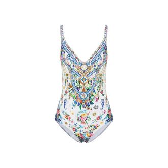 Camilla V-Ausschnitt Einteiler mit B&uuml;gel und tiefem R&uuml;ckenausschnitt - - Swimwear - Damen - Mehrfarbig - S