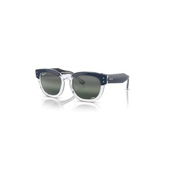 Ray-Ban Mega Hawkeye Chromance Sonnenbrillen Blau Auf Transparent Fassung Klar Glas Polarisiert 53-21