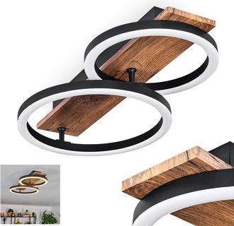 HOFSTEIN LED Deckenleuchte Cascada, Deckenlampe aus Metall/Holz/Kunststoff in Schwarz/Braun/Weiß, 18 Watt, 3000 Kelvin, Leuchte im modernen Design für Schlafzi
