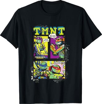 Teenage Mutant Ninja Turtles Retro Neon Comic Book Panels T-Shirt