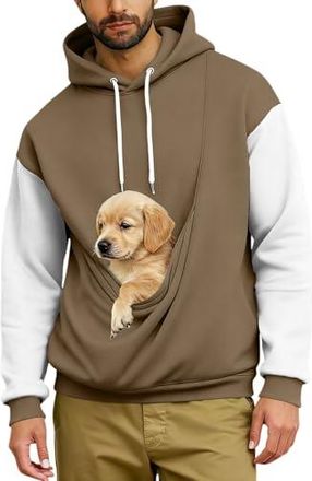 Generic Sweat &agrave; capuche &agrave; manches longues avec poche pour animal de compagnie, chat, chien, marron, XXL