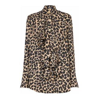 Balmain Hemd mit Leoparden-Print und R&uuml;schen - - Blouses & Shirts - Damen - Mehrfarbig - M