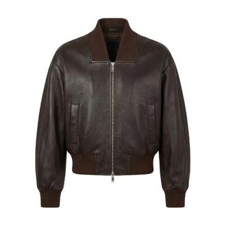 Self Portrait Femme, Vestes, Brun, Taille: 38 FR Bomber court en cuir