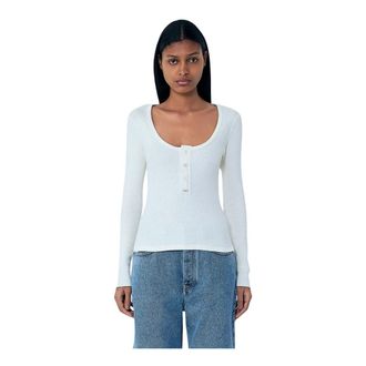 Chlo&eacute; Henley T-Shirt - - Knitwear - Damen - Wei&szlig; - M