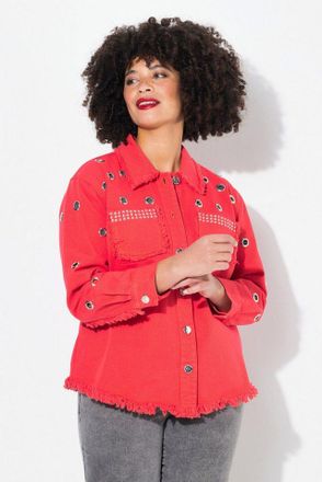 Angel Of Style Kurzjacke Jeansjacke &Ouml;sen Fransensaum Hemdkragen Langarm