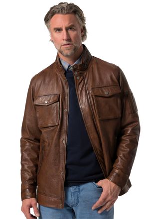 Boston Park Herren gro&szlig;e Gr&ouml;&szlig;en Menswear L-8XL Lederjacke, Leder, Lammnappa, Stehkragen, Zipper, bis 84/86 braun 76+ 838247633-76+