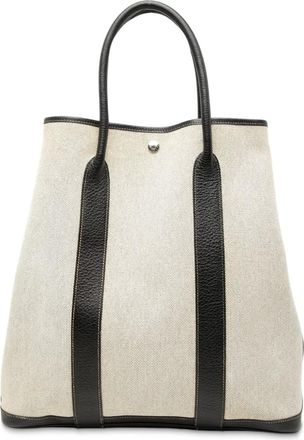 Herm&egrave;s 2006 Toile and Buffalo Leather Garden File 37 tote bag - Braun