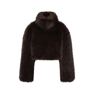 Rotate Salia Kurzmantel aus Kunstpelz - - Jackets - Damen - Braun - M