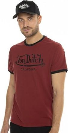 Von Dutch Tee Shirt Homme Coton, T Shirt Homme Blast, Col Rond & Regular Fit, Rouge Taille L