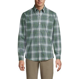 Lands End CLASSIC FIT. B&uuml;gelfreies Twillhemd, Herren, Gr&ouml;&szlig;e:48-50 regular, Gr&uuml;n, Baumwolle, by Lands End