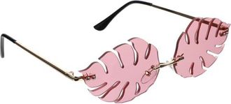 BESTONZON Lunettes de Soleil sans Monture Forme Feuille Rose, Lunettes de Soleil L&eacute;g&egrave;res, Accessoires Photo pour F&ecirc;te et Carnaval, Taille Unique Confortable, Ve