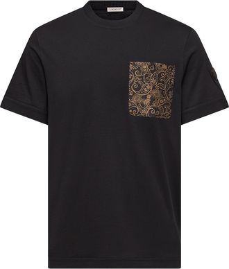 Moncler Moncler T-shirt En Coton &Agrave; Imprim&eacute; Cachemire, Homme, Bleu, Taille: 3xl