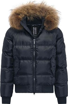 Bomboogie Homme, Vestes, Bleu, Taille: XL Blouson aviateur rembourr&eacute; en duvet avec fourrure