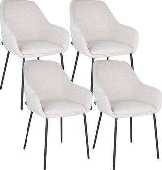 Kick Collection 4er Set Esszimmerst&uuml;hl Guus - Champagner - Modern und Hochwertig - Strukturierter Stoff en Metall - Erh&auml;ltlich in vielen Farben