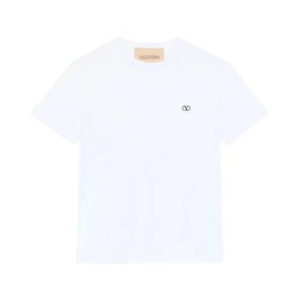 Valentino Baumwoll-T-Shirt mit VLogo-Stickerei - - Tops - Herren - Wei&szlig; - XL