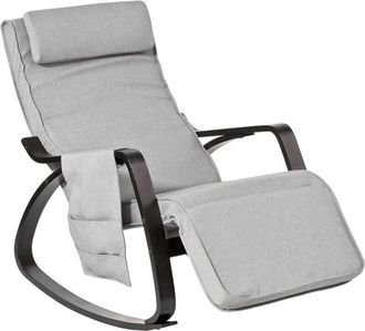 SoBuy FST20-HG neu Schaukelstuhl mit Tasche 5-Fach verstellbares Fussteil Schwingsessel Relaxsessel schwarzes Gestell Belastbarkeit 150kg grau - Sobuy