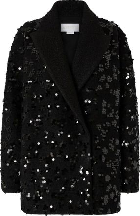 Genny Femme, Manteaux, Noir, Taille: 38 FR Double-Breasted Coat