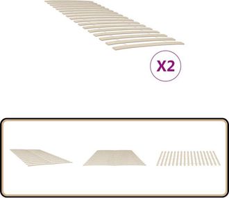 vidaXL Vidaxl - Lattenroste mit 34 Latten 2 Stk. 70x200 cm - Holz Lattenrost - Lattenrost Massiv Pappelholz - Lattenrost Zusammenfaltbar - Lattenrost 70x200