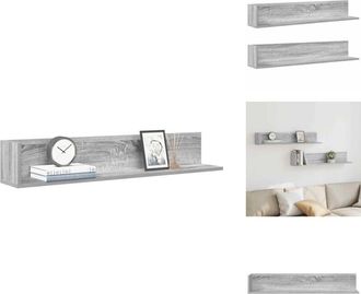 vidaXL Wandregale 2 Stk. Grau Sonoma 100x16,5x16,5 cm Holzwerkstoff - Wandregal - Wandregale - Schwebendes Regal - Schweberegal