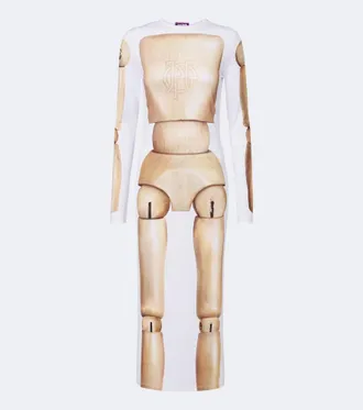 Jean Paul Gaultier Trompe loeil Midikleid aus Jersey