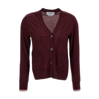 Thom Browne Woll Jersey Cardigan - - Knitwear - Damen - Rot - M