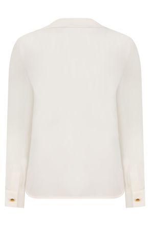 Max Mara Womens Polo Top Long-Sleeve Silk White Tops