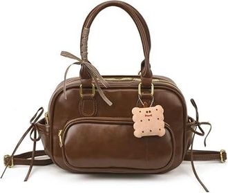 Generic Sac &agrave; main en polyur&eacute;thane pour femme - Automne et hiver - Avec pendentif - Plusieurs poches - Pour voyage, shopping, usage quotidien, marron, 9.84x6.