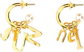 Sunnei Sunnei, Femme, Accessoires, Jaune, Taille: ONE Size Boucles doreilles pendantes logo lettr&eacute;