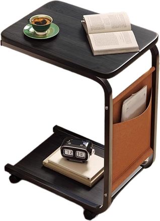 Generic Beistelltisch mit Rollen - rollender Couchtisch in C-Form, kompaktes TV-Tablett | 2-stufiger Sofa-Beistelltisch, bewegliche Möbel für Wohnzimmer, Schl