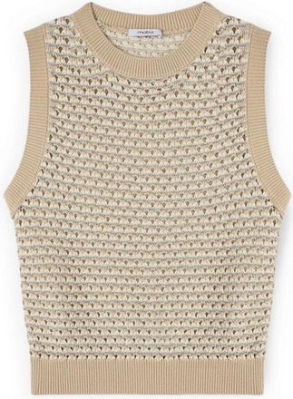 Motivi Femme, Pulls, Beige, Taille: 40 FR Haut en maille &agrave; effet crochet