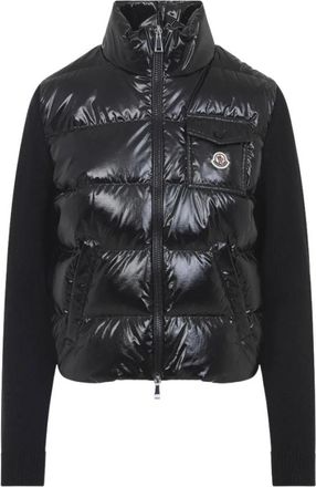 Moncler Wattierte Strickjacke aus Wolle - - Jackets - Damen - Schwarzk - XL