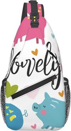 Generic Sac &agrave; dos &agrave; bandouli&egrave;re motif cochon couleur p&ecirc;che coeur sac &agrave; dos de voyage sac &agrave; dos bandouli&egrave;re pour homme sac &agrave; dos de randonn&eacute;e