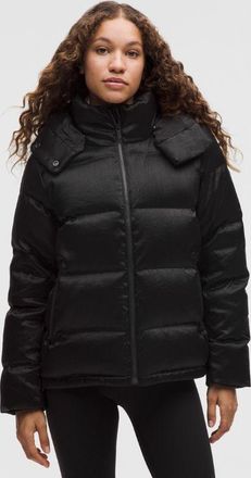lululemon Puffer-Jacke mit F&uuml;llkraft 600 Glanz f&uuml;r Frauen - Gr&ouml;&szlig;e 10 in Black