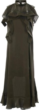 sacai Femme, Robes, Vert, Taille: 40 FR Robe Midi &agrave; Volants